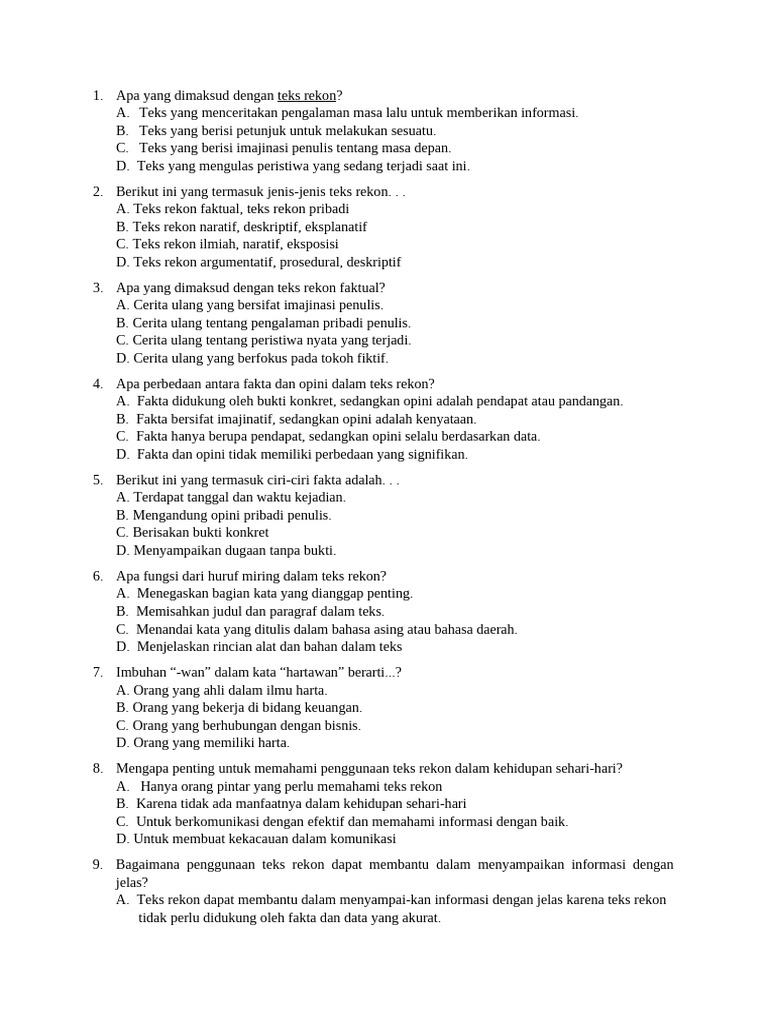 Apa Yang Dimaksud Dengan Teks Rekon | PDF