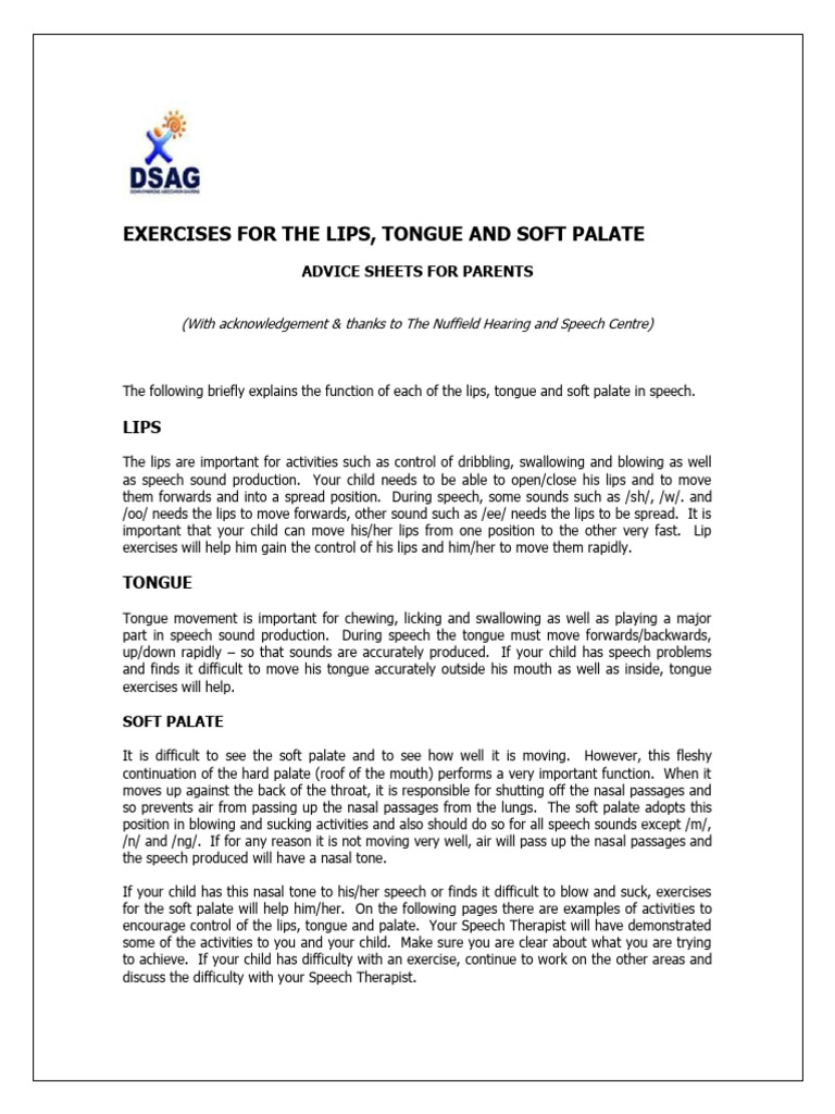 Down Syndrome - Therapy Exercises For The Lips, Tongue and Soft Palate ...