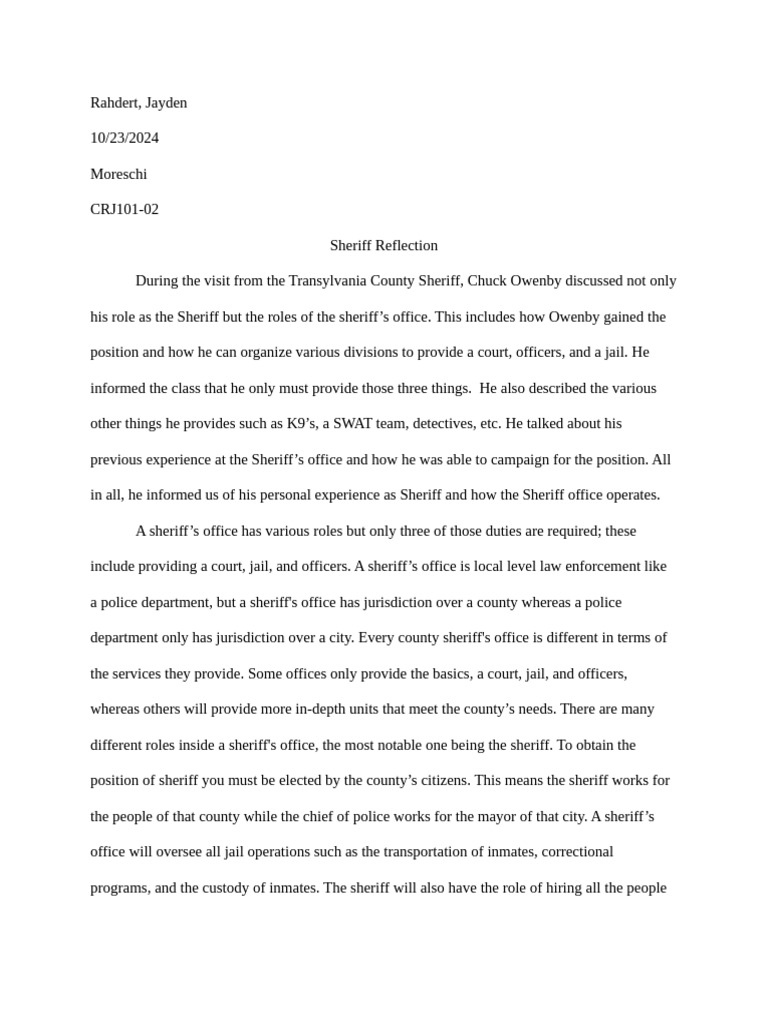 Sheriff's Paper | PDF