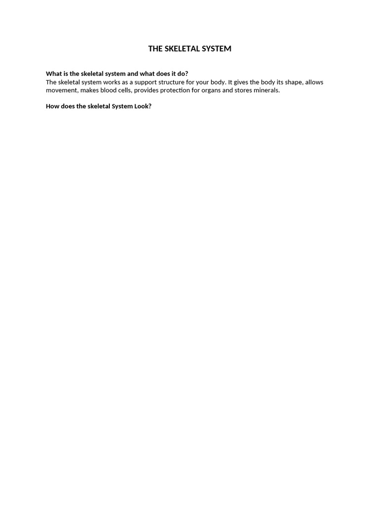 The Skeletal System Pdf Skeleton Joint