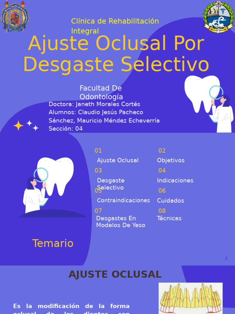 Ajuste Oclusal Por Desgaste Selectivo | PDF | Odontología | Diente