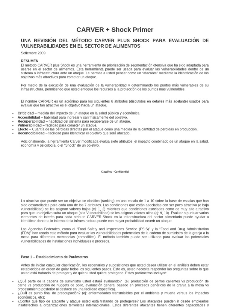 CARVER PLUS SHOCK en Español. | PDF | Alimentos | Vulnerabilidad ...