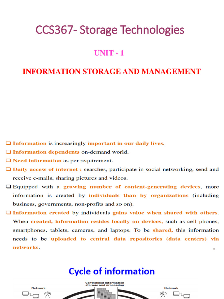 Storage Technologies Unit 1 | PDF