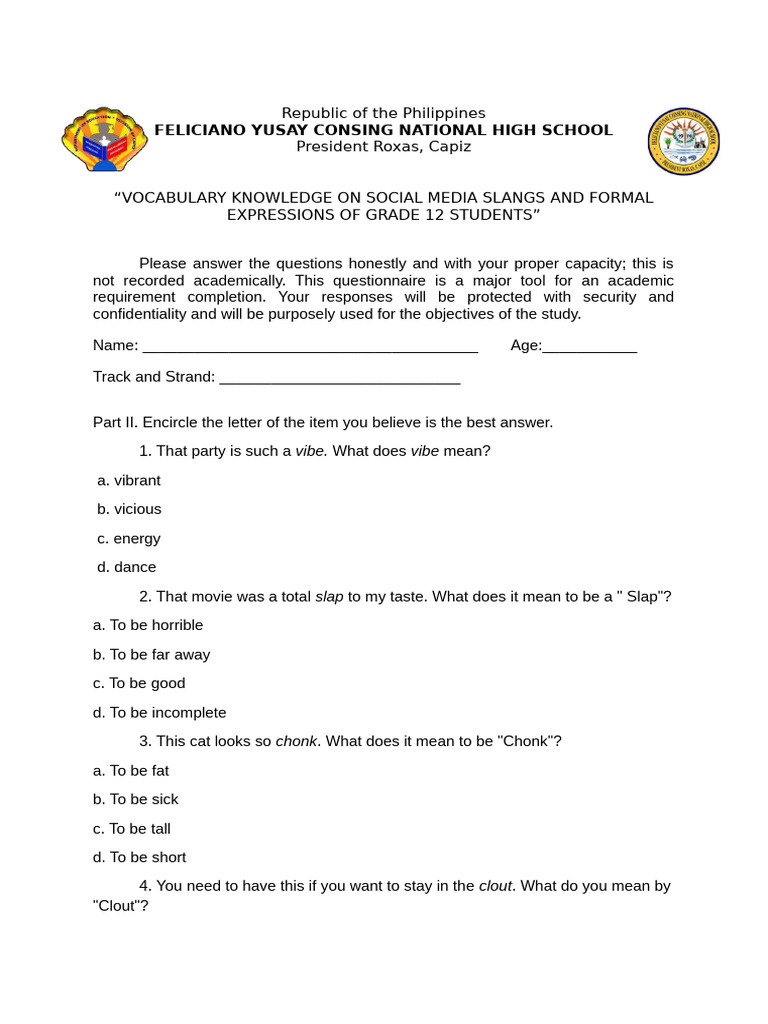 Research Instrument (1) | PDF