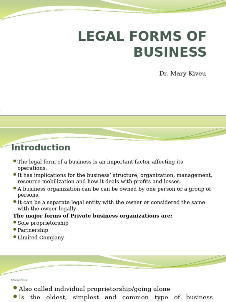 Legal Forms of Business | PDF | Partnership | Sole Proprietorship