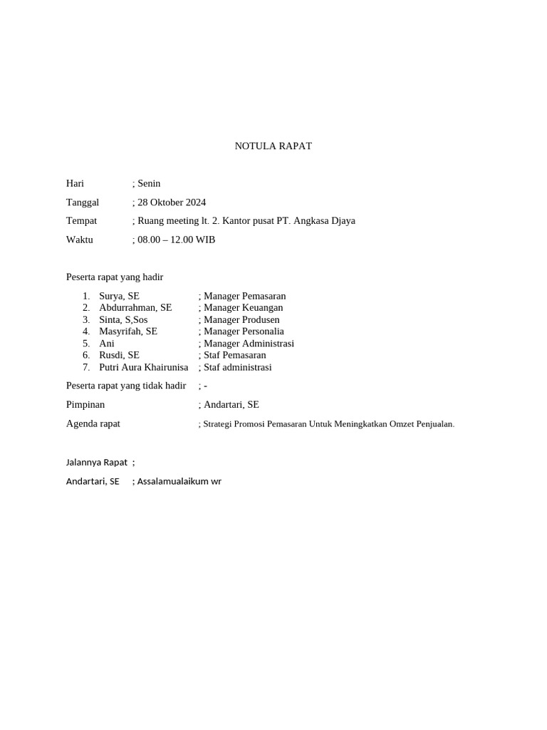 Notula Rapat Aura | PDF