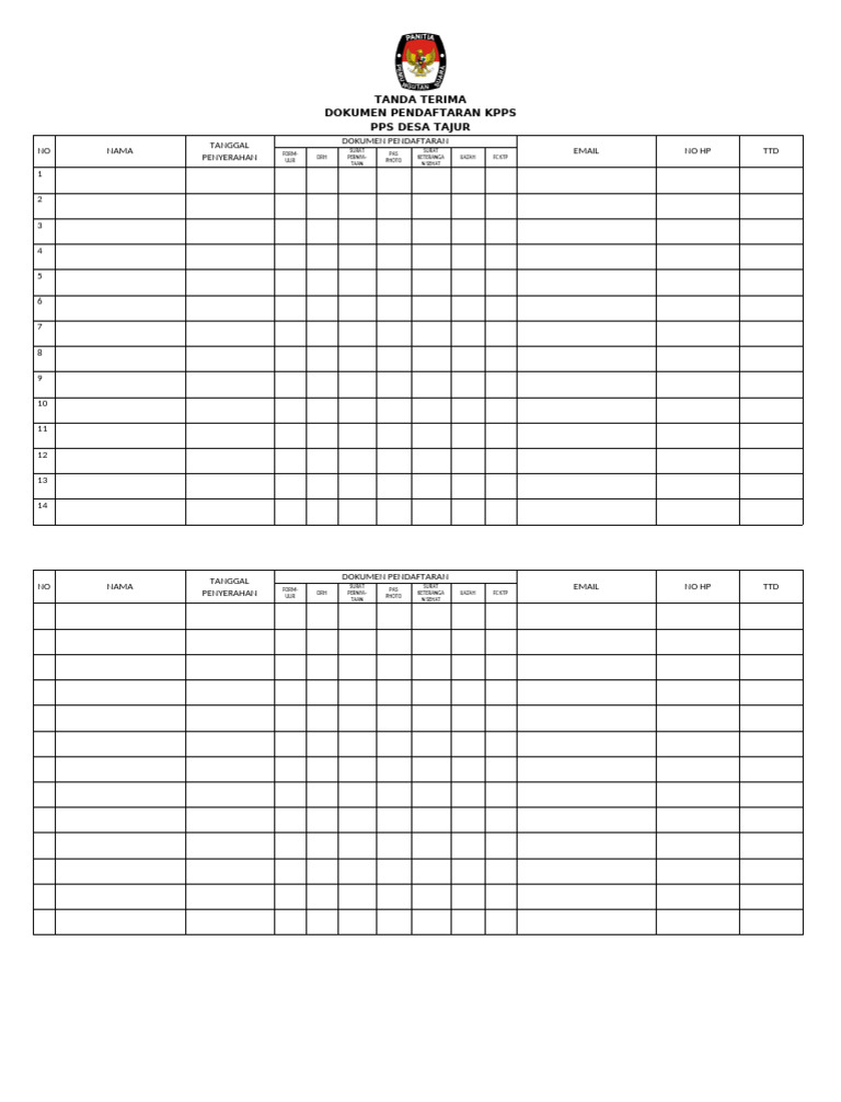 Tanda Terima Kpps Desa Tajur | PDF