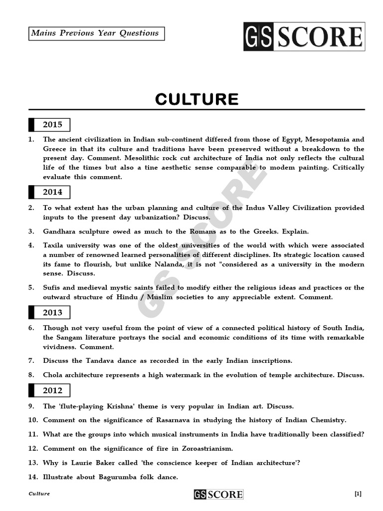 CULTURE Questions | PDF