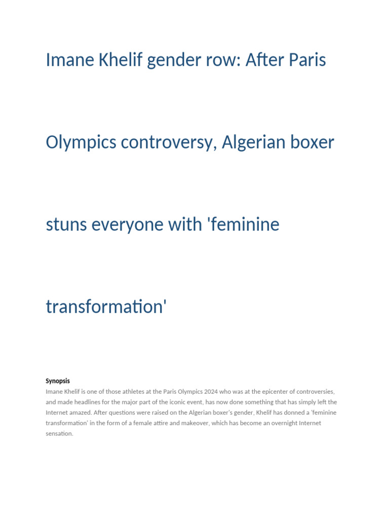 Imane Khelif Hits Back at Trolls | PDF