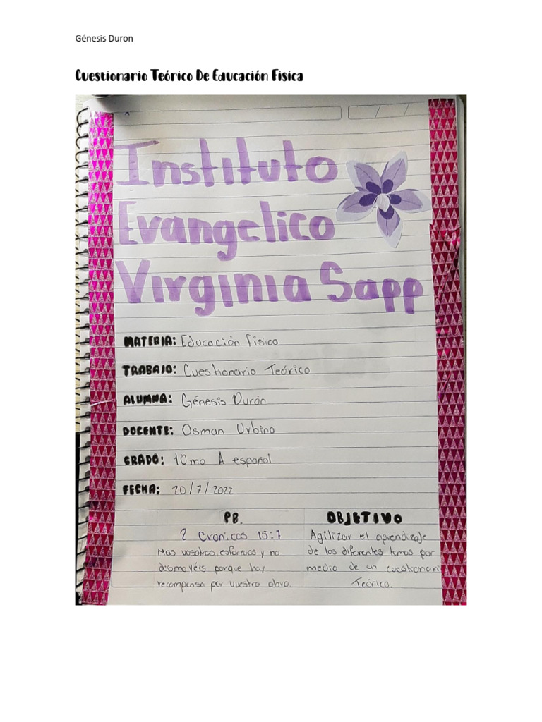 Cuestionario Teórico de Educación Fisica | PDF