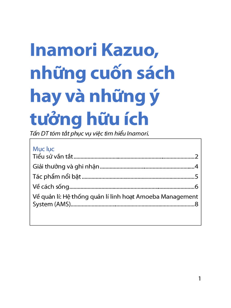 Ghi Chu Kazuo Inamori 2020 | PDF