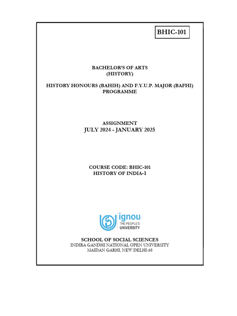 Bhic 101 Eng Assign 2024-25 | PDF