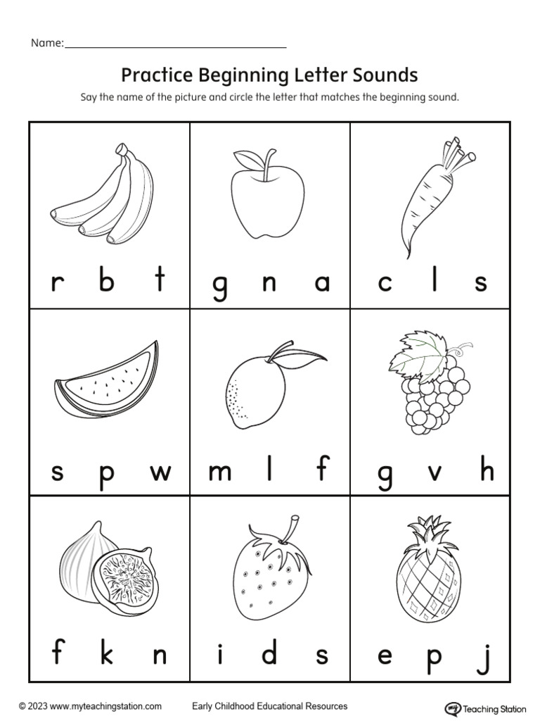 Beginning Letter Sounds Practice | PDF