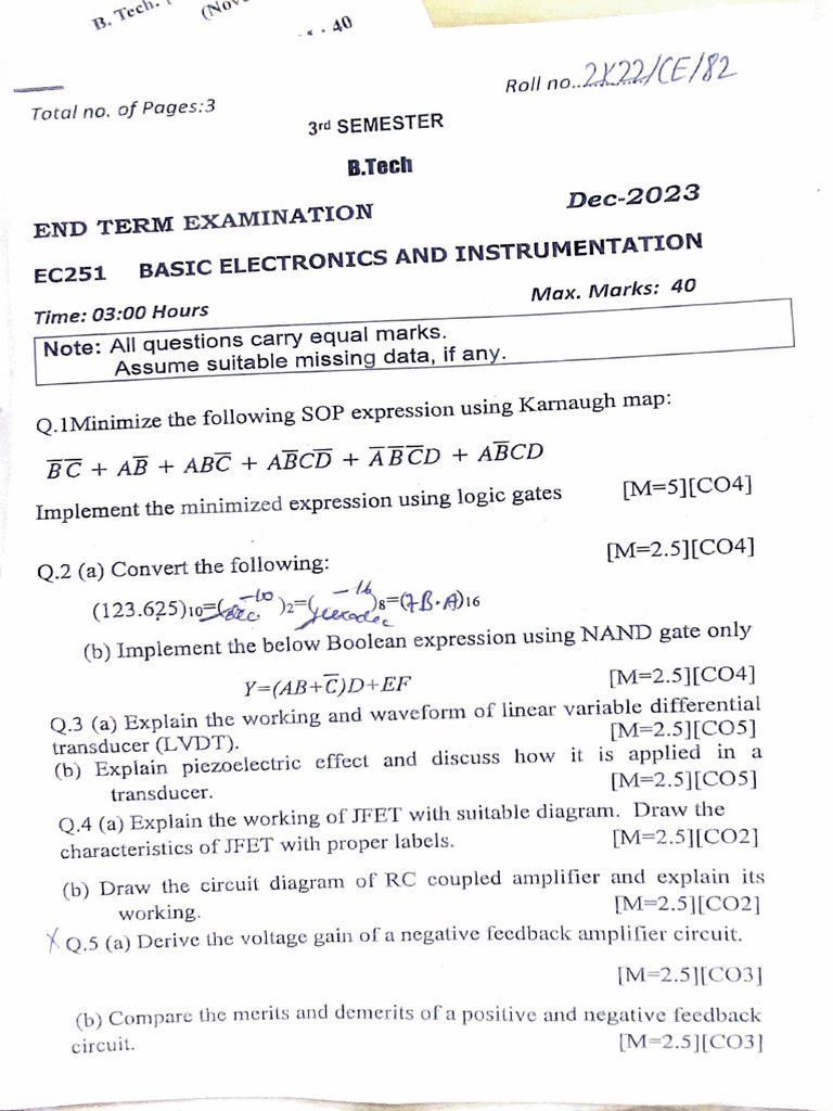 Basic Electronics Exam Questions 2023 | PDF | Electrical Components ...