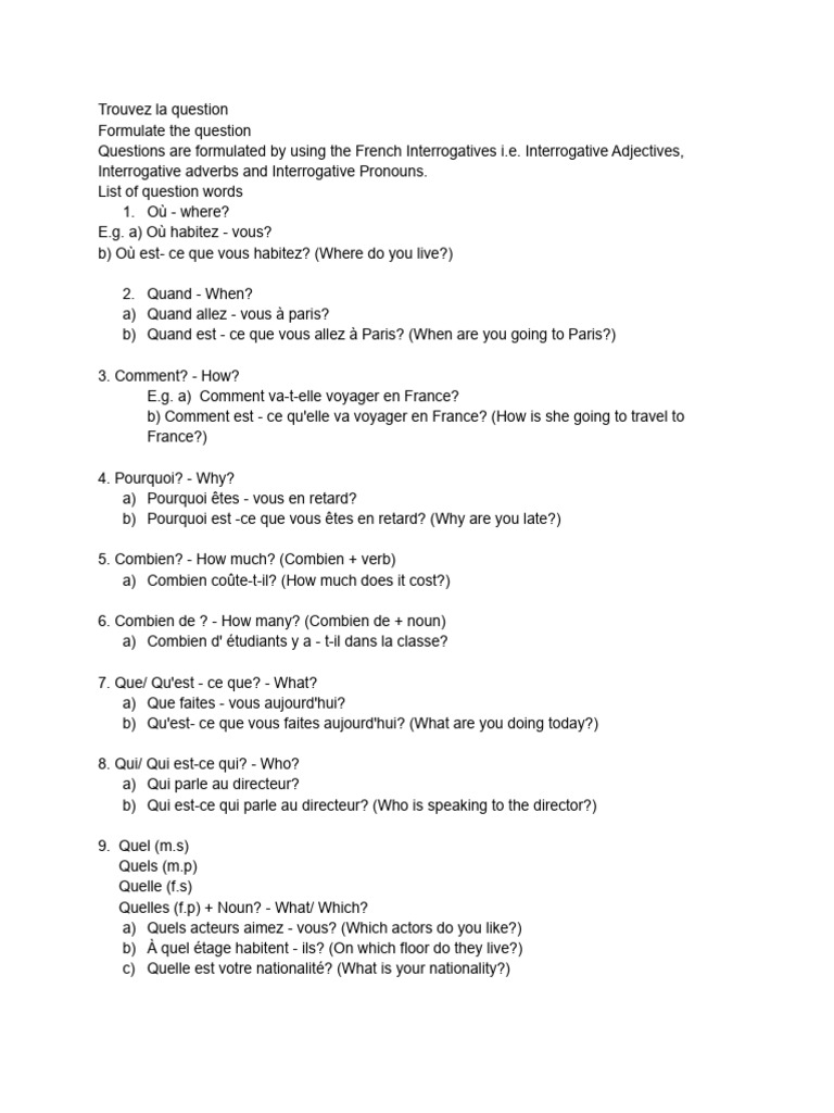 Trouvez La Question | PDF