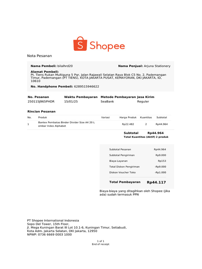 3. Bantex Pembatas Binder | PDF