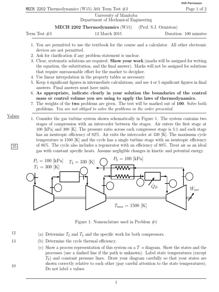 Mech2202 TT3 W2015 Practice-1 | PDF | Steam | Applied And ...