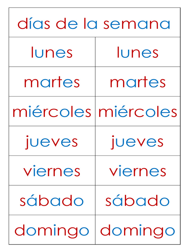 Días de la semana y meses del año | PDF
