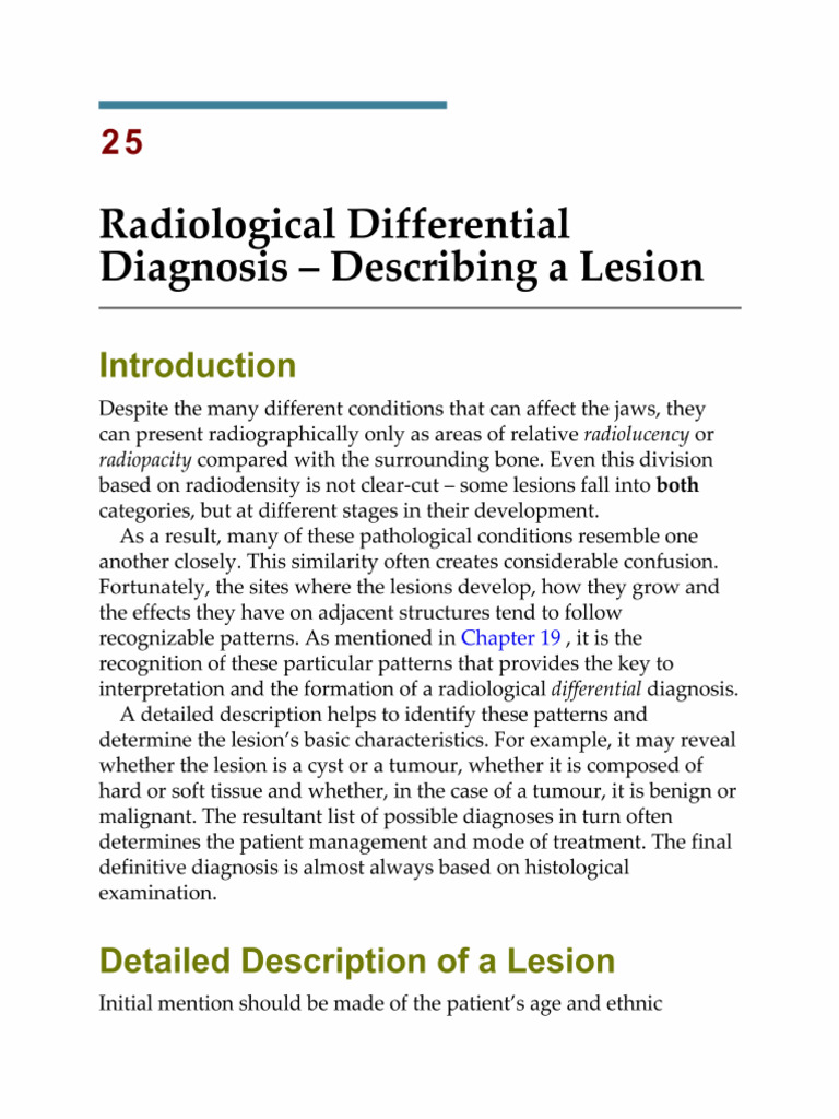 Radiological Differential - Diagnosis - Describing A Lesion - 2021 ...