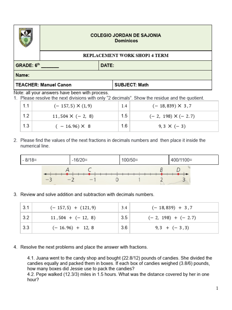6th Grade Math Replacement Workshop | PDF | Mathematics | Mathematical ...