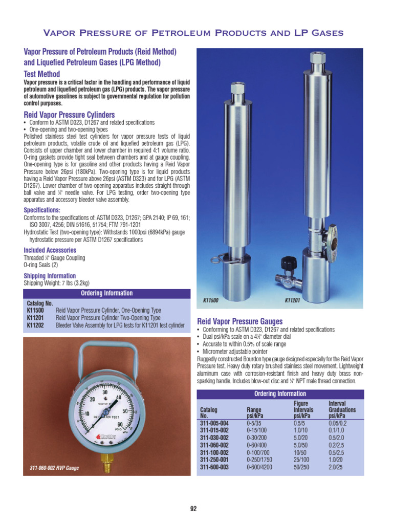 Reid Vapor Pressure Technical Datasheet | PDF | Liquefied Petroleum Gas ...