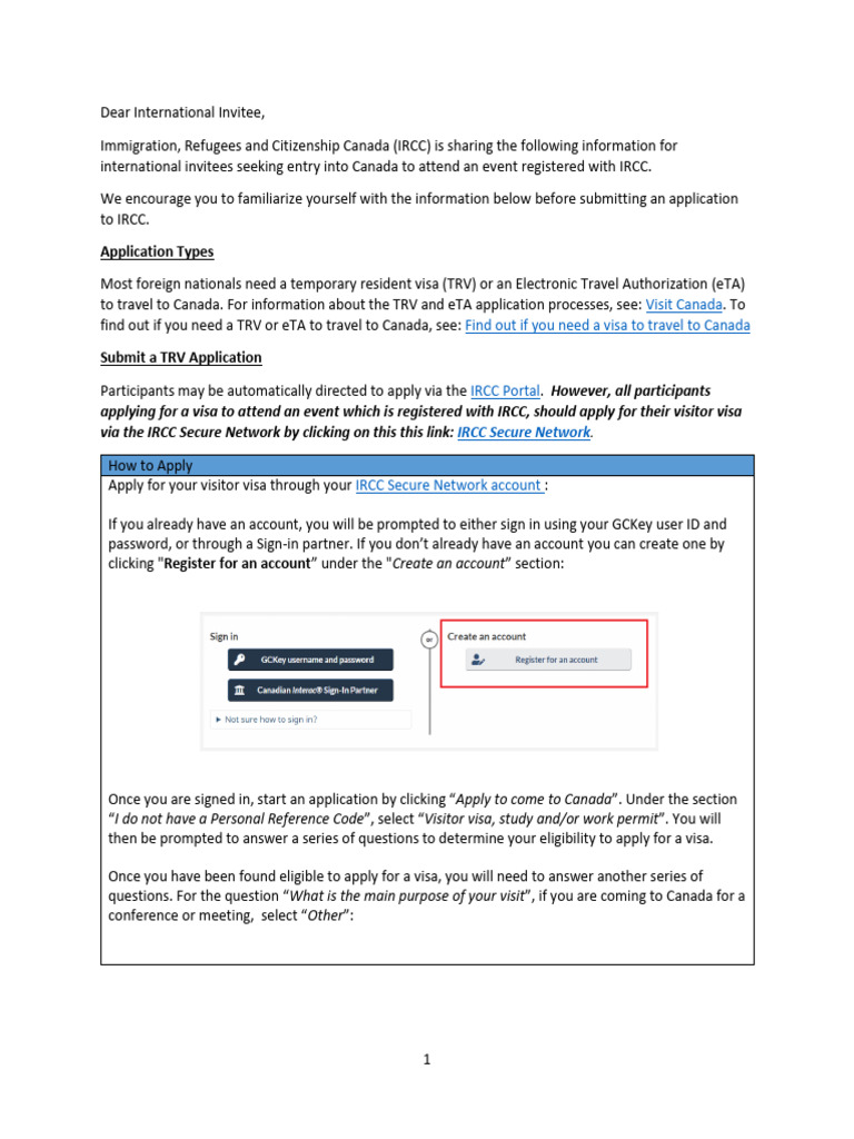 Canada Visa Application Guide for Events | PDF | Immigration | Human ...