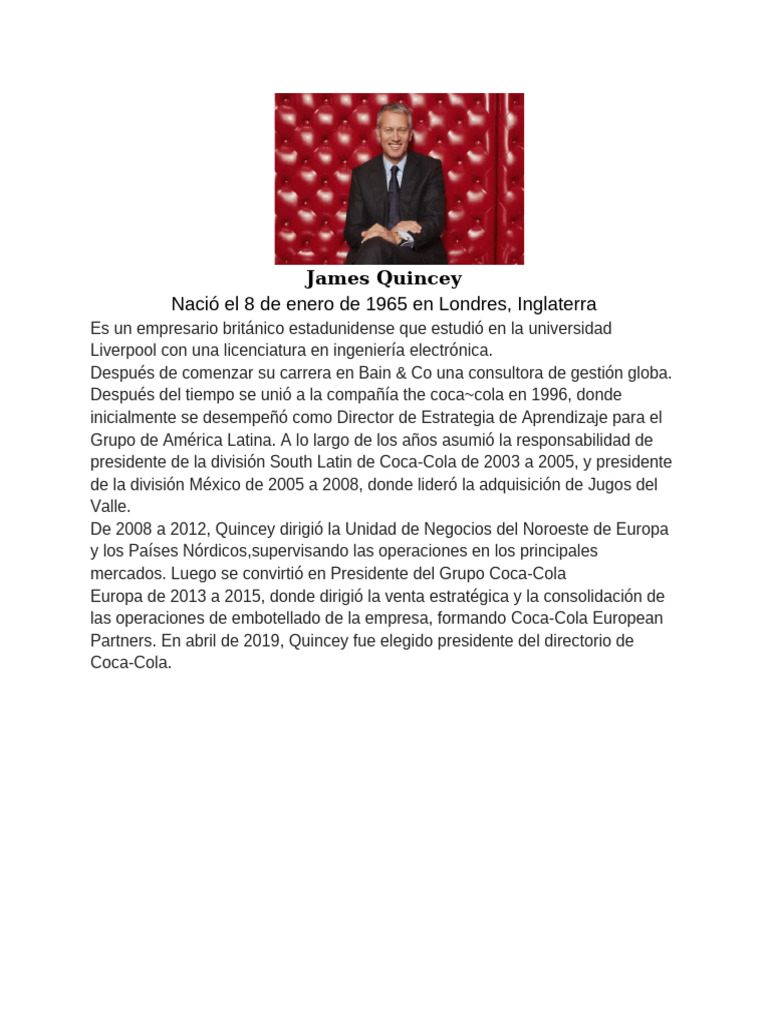James Quincey: Trayectoria en Coca-Cola | PDF