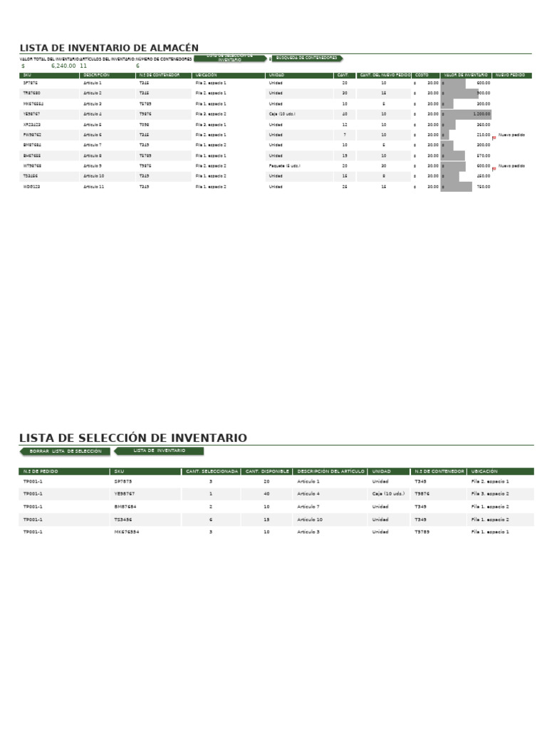 Formato de Inventario de Almacen en Excel | PDF