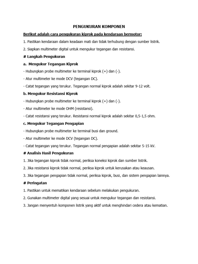 Pengukuran Komponen | PDF