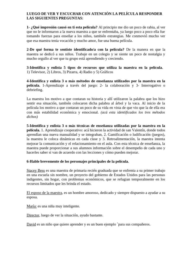 Analisis de La Pelicula | PDF | Enseñando | Método de enseñanza