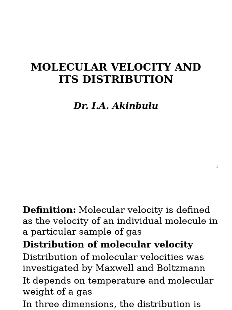 Molecular Velocity and Its Distribution | PDF | Temperature | Gases