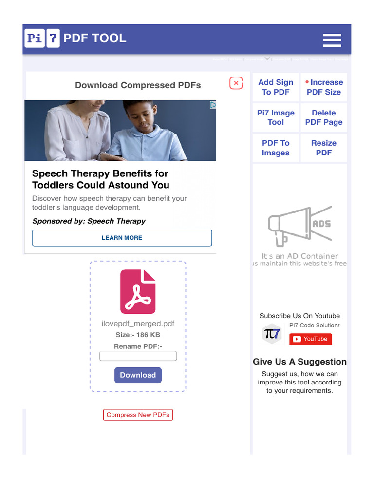 Compress PDF To 150kb - Pi7 PDF Compressor | PDF | Data Compression | You Tube