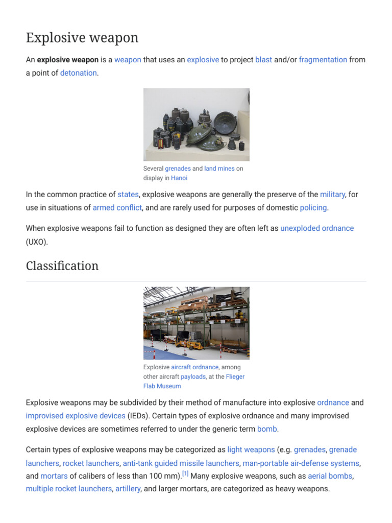 Explosive Weapon - Wikipedia | PDF | Military Technology | Ballistics
