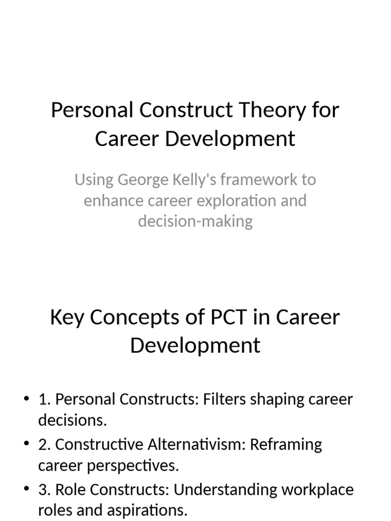 Personal Construct Theory in Careers | PDF