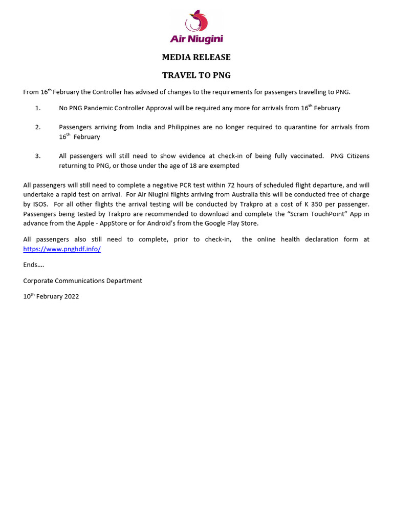 Travel To PNG Ver 1 | PDF