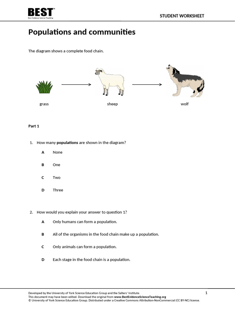 BEST BOE 1 1 Diagnostic Populations and Communities | PDF | Food Web ...