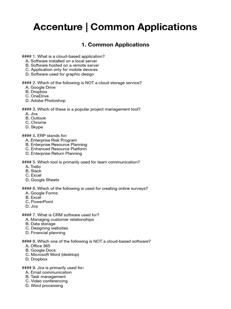 Accenture - Common Applications | PDF | Microsoft Word | Microsoft Outlook
