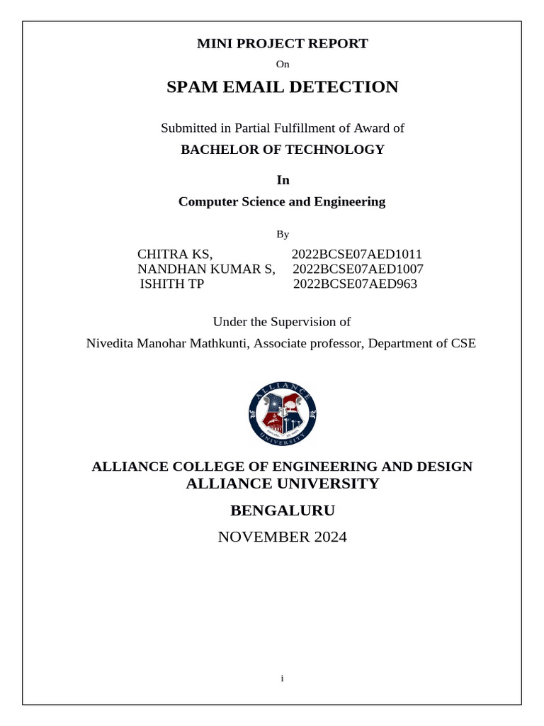 NNDL MINI PROJECT REPORT (1) | PDF | Email Spam | Spamming