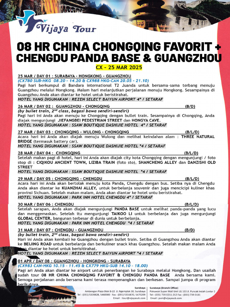 0325_08 Hr China Chongqing Favorit & Chengdu Panda Base - 25 Mar - Cx (2) | PDF