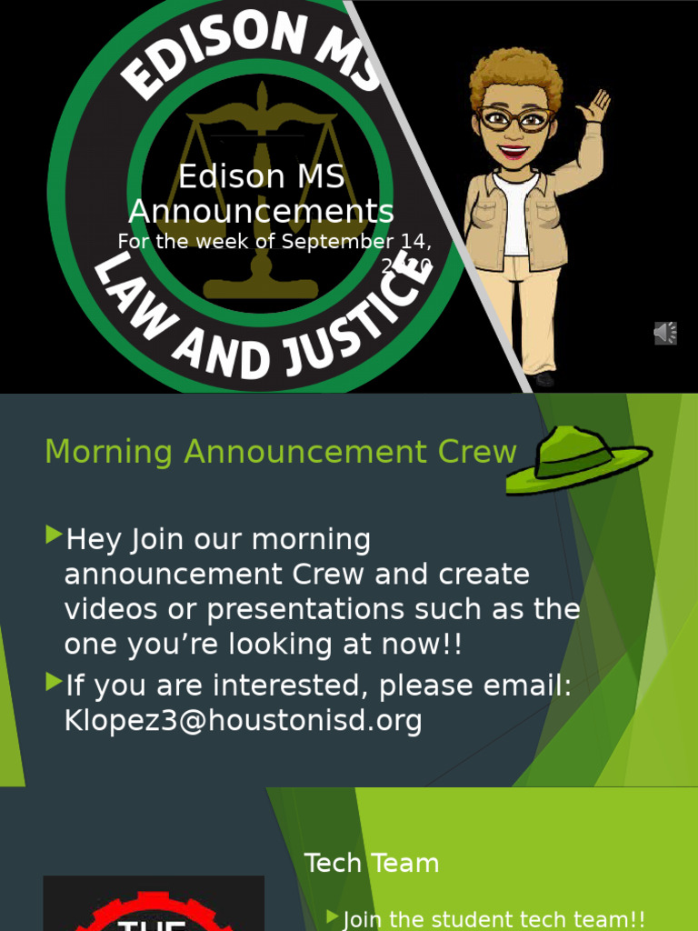 Edison MS Announcements: Sept 2020 | PDF