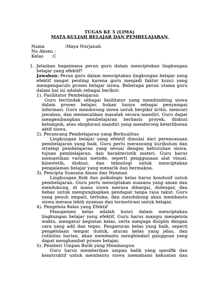 TUGAS KE 5 Belajar Dsan Pembelajaran Maya | PDF