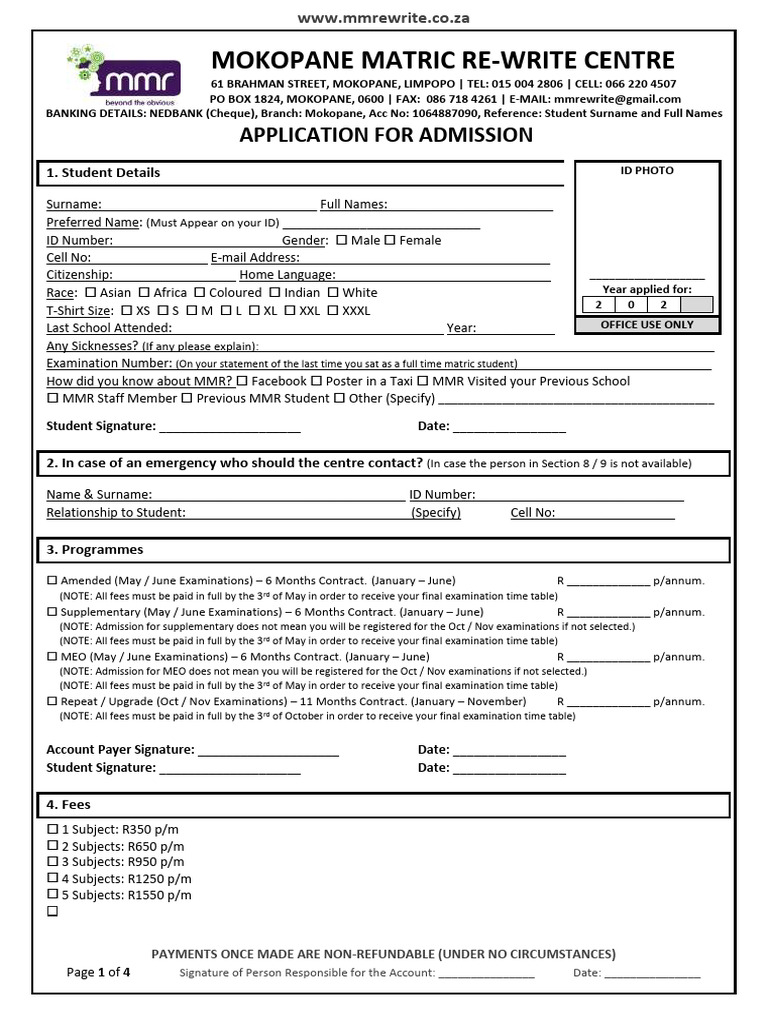 Rewrite - Application Form MMR | PDF | Indemnity