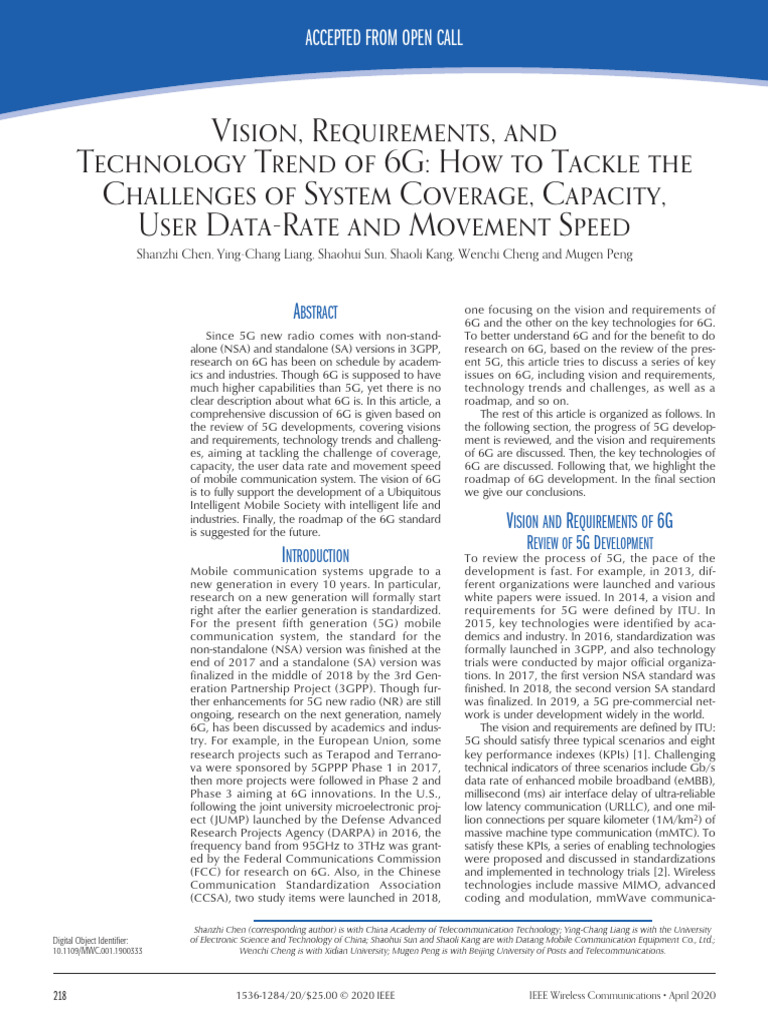 Understanding the 6G Vision and Goals | PDF | 4 G | 3 G
