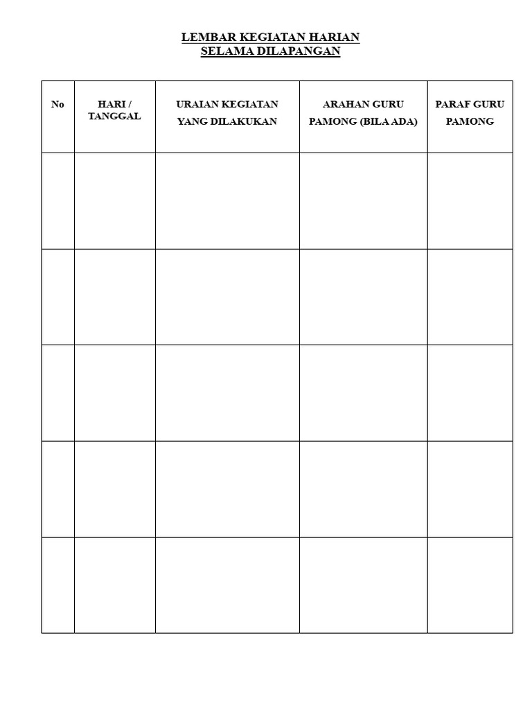 blangko kegiatan perhari pix | PDF
