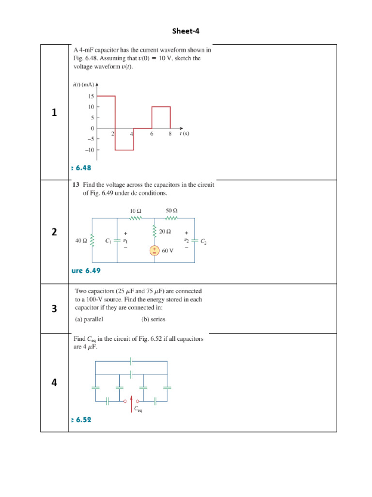 Sheet-4-Chapter-4-Capacitors and Inductors | PDF