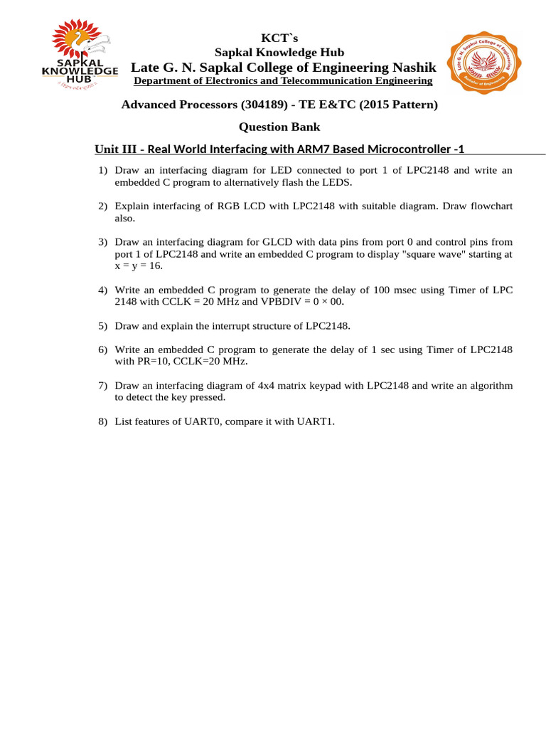 ARM7 Microcontroller Interfacing Guide | PDF