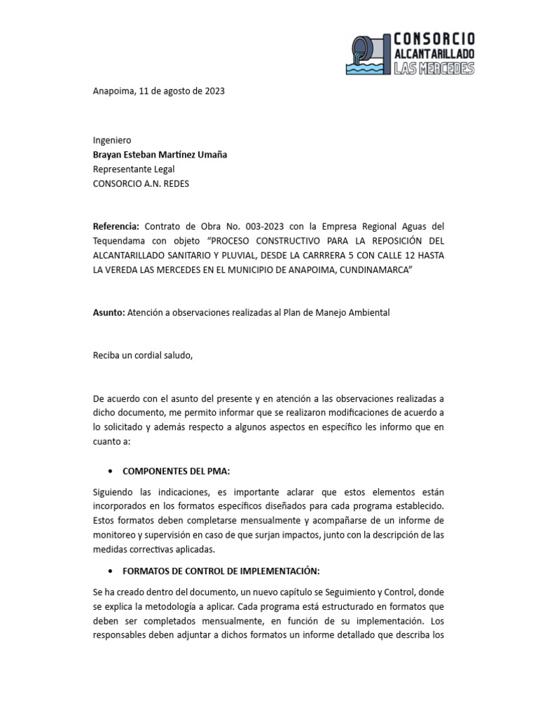 Oficio rta Interventoria - Firmado | PDF