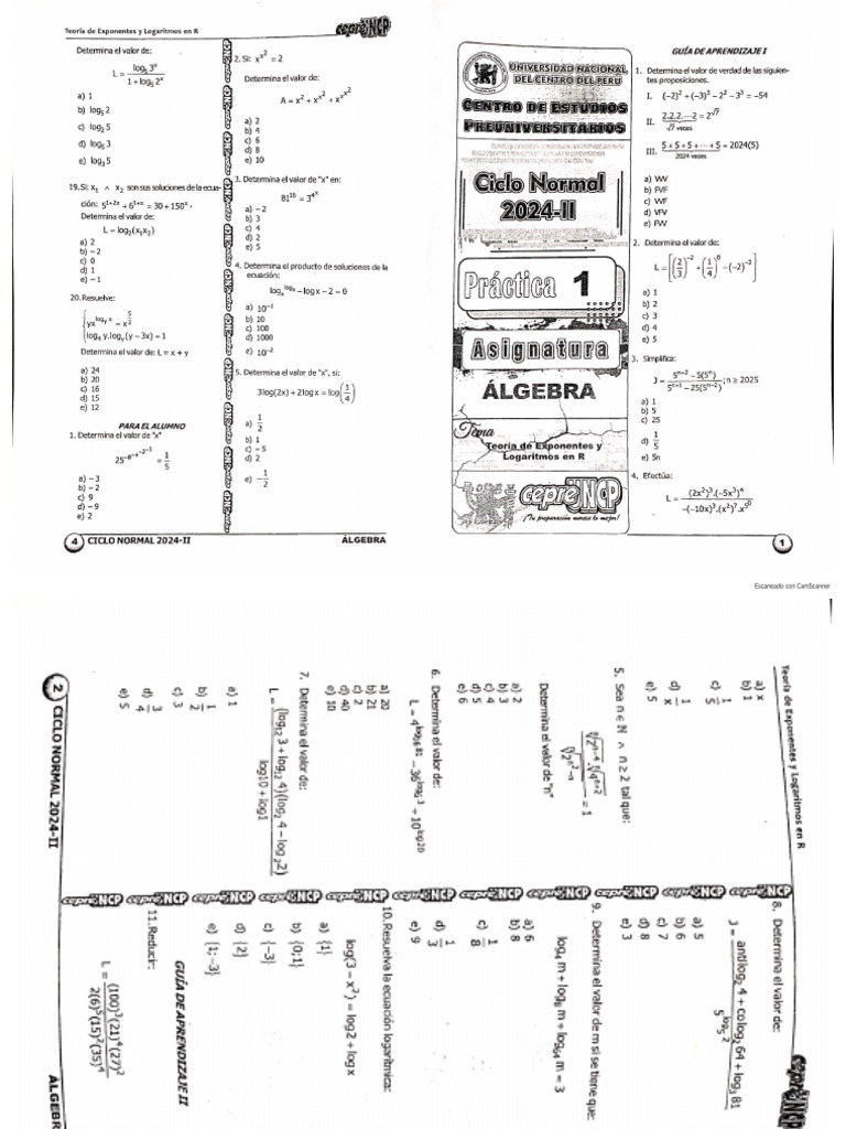 ALGEBRA CEPRE NORMAL SEM 1 A SEM 13 | PDF