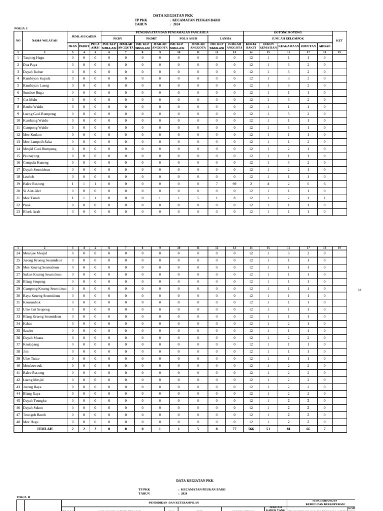 Form Data Umum Kegiatan PKK 2024 PB | PDF