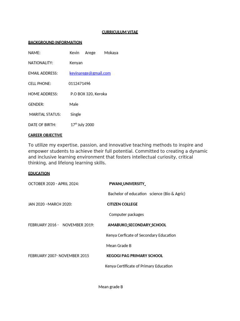 CURRICULUM VITAE | PDF | Learning | Curriculum